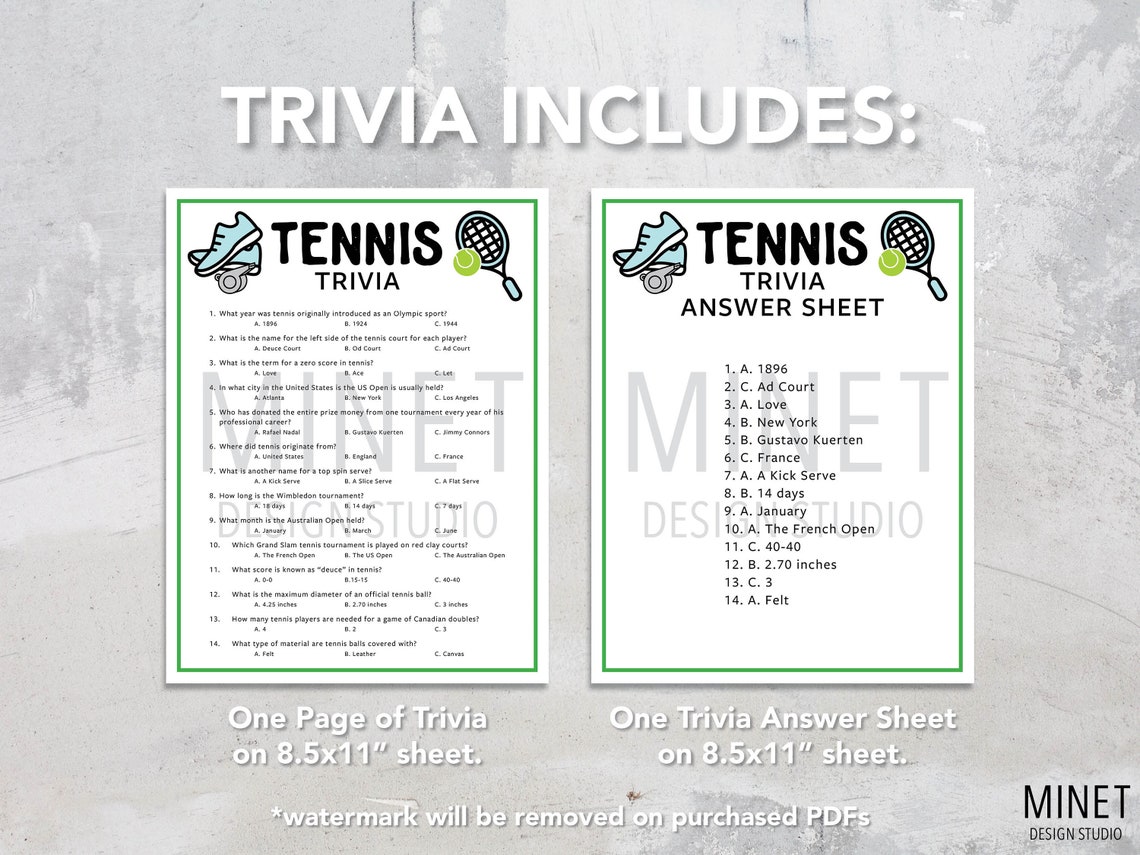 Tennis Trivia Printable Tennis Trivia Game Tennis Trivia Game Sports ...