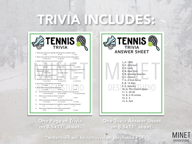 Tennis Trivia Printable Tennis Trivia Game Tennis Trivia Game Sports ...