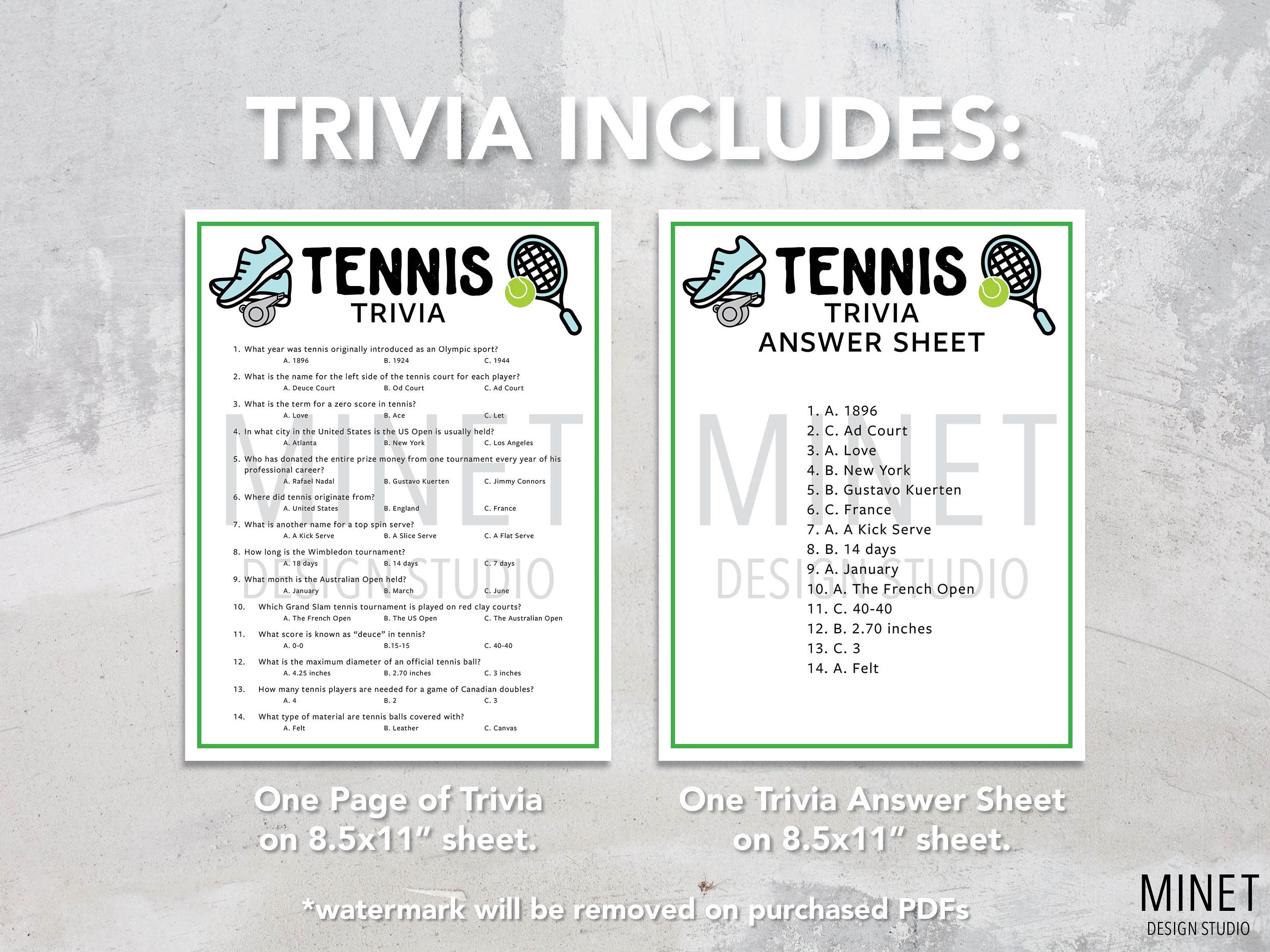 Tennis Trivia Printable Tennis Trivia Game Tennis Trivia Game Sports ...