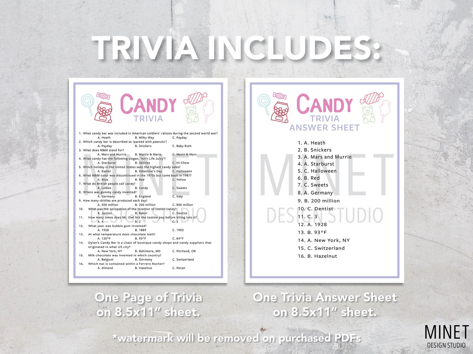 Candy Trivia Candy Trivia Game Printable Candy Trivia - Etsy