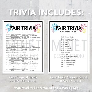 Fair Trivia Game | Fair Quiz (printable PDF Download) - Etsy