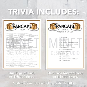 Pancake Trivia Game | Printable Pancake Quiz, Food, Breakfast (PDF ...