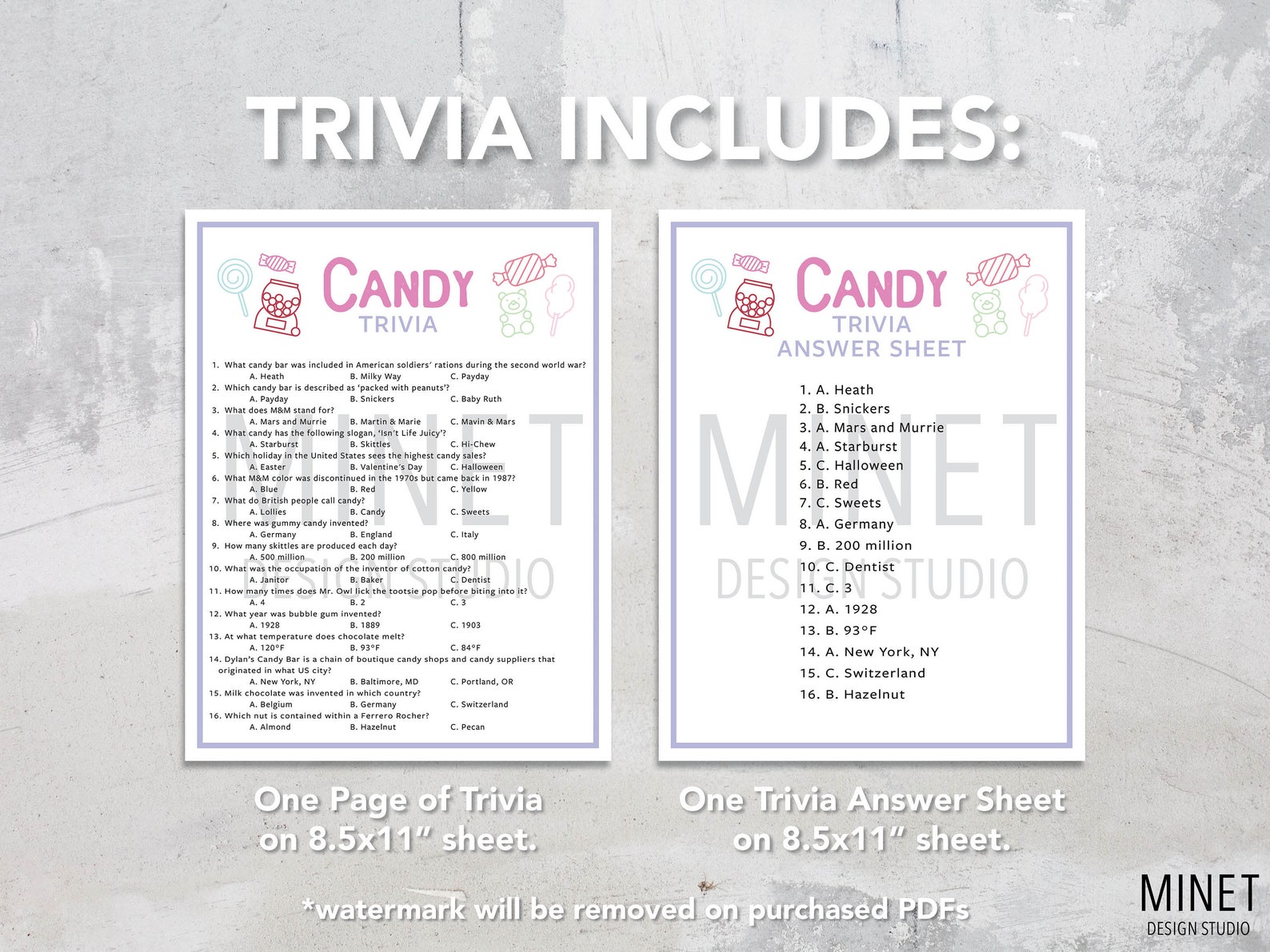 Candy Trivia | Candy Trivia Game | Printable Candy Trivia | Candy Party ...