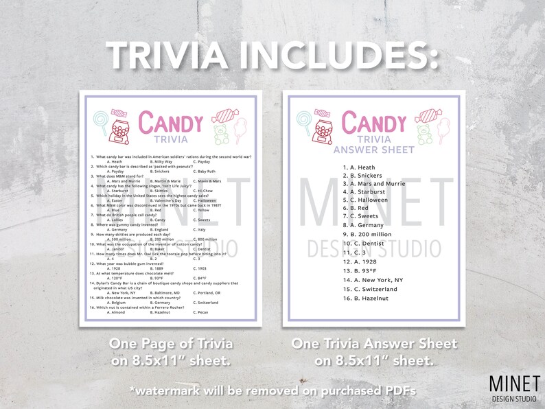 Candy Trivia | Candy Trivia Game | Printable Candy Trivia | Candy Party ...
