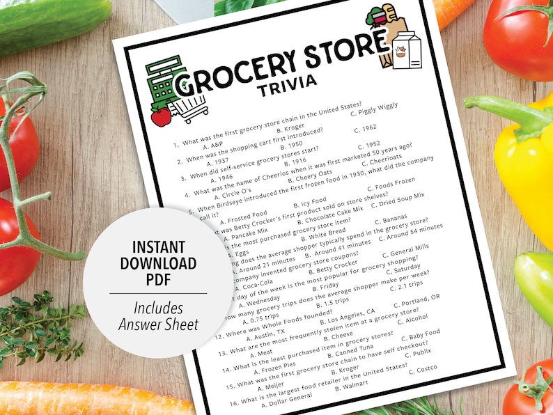 Grocery Store Trivia | Grocery Store Trivia Game | Printable Grocery ...