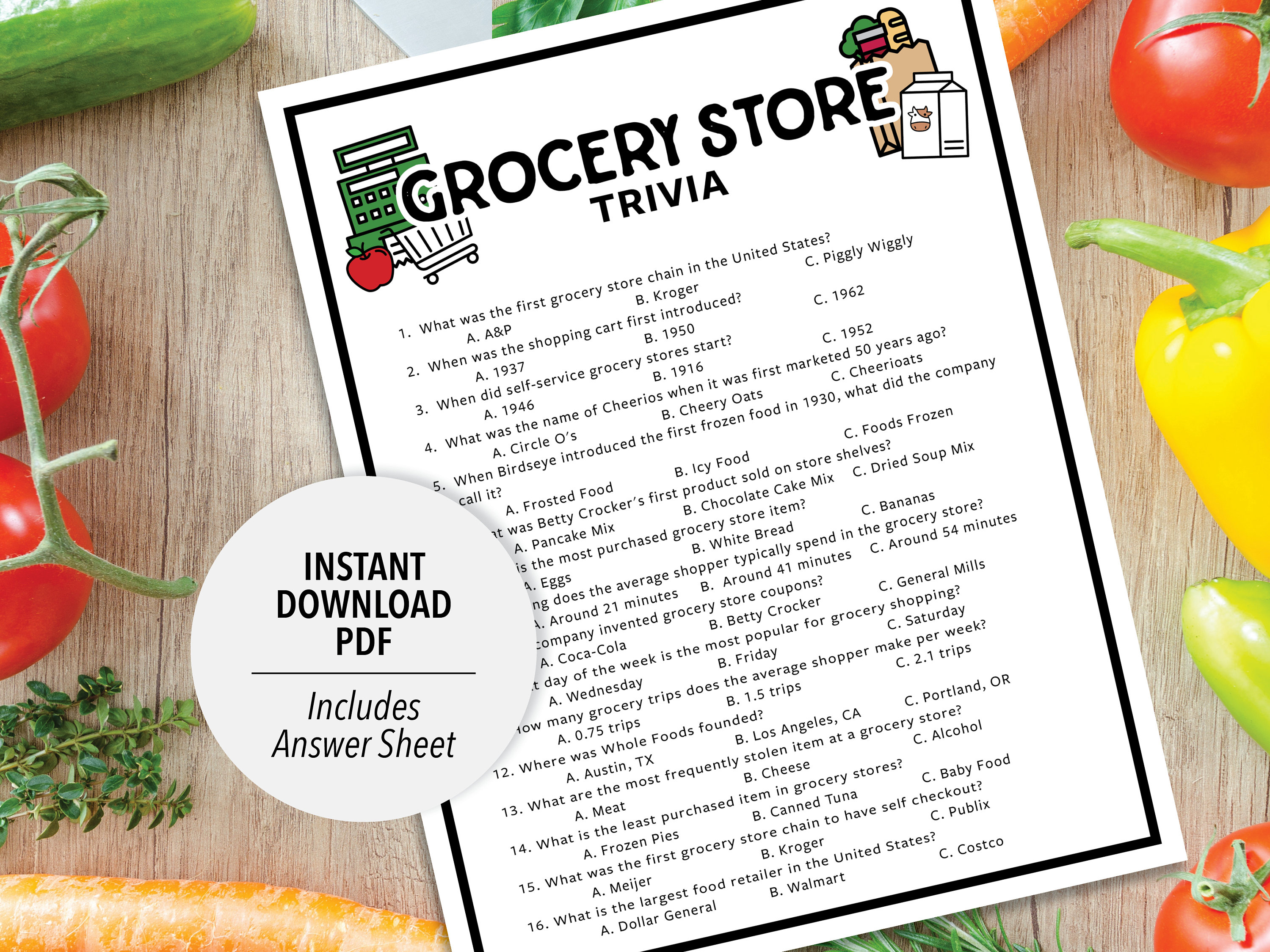 Grocery Store Trivia | Grocery Store Trivia Game | Printable Grocery ...