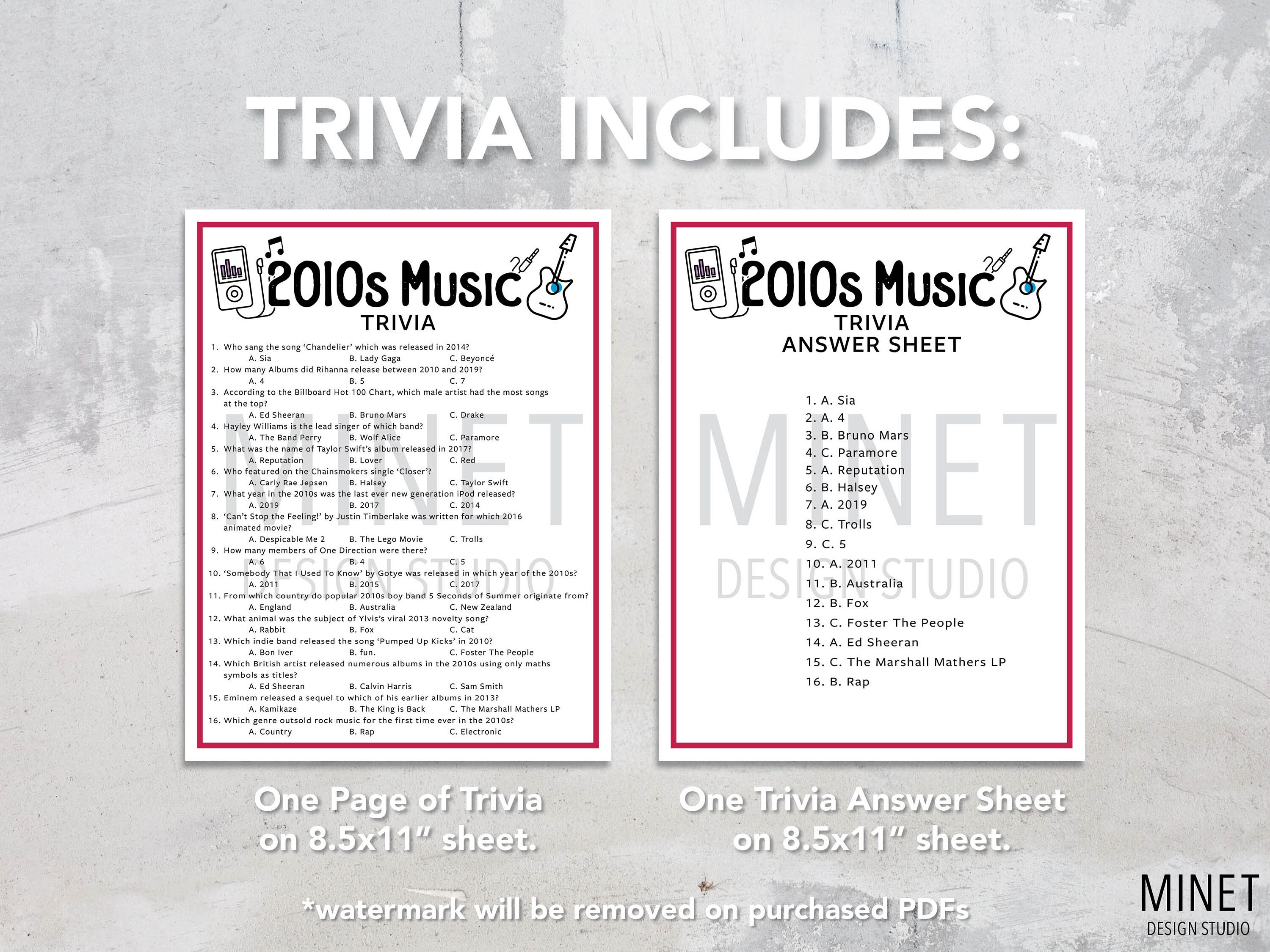 2010s Music Trivia | 2010s Music Trivia Game | Printable Music Trivia ...