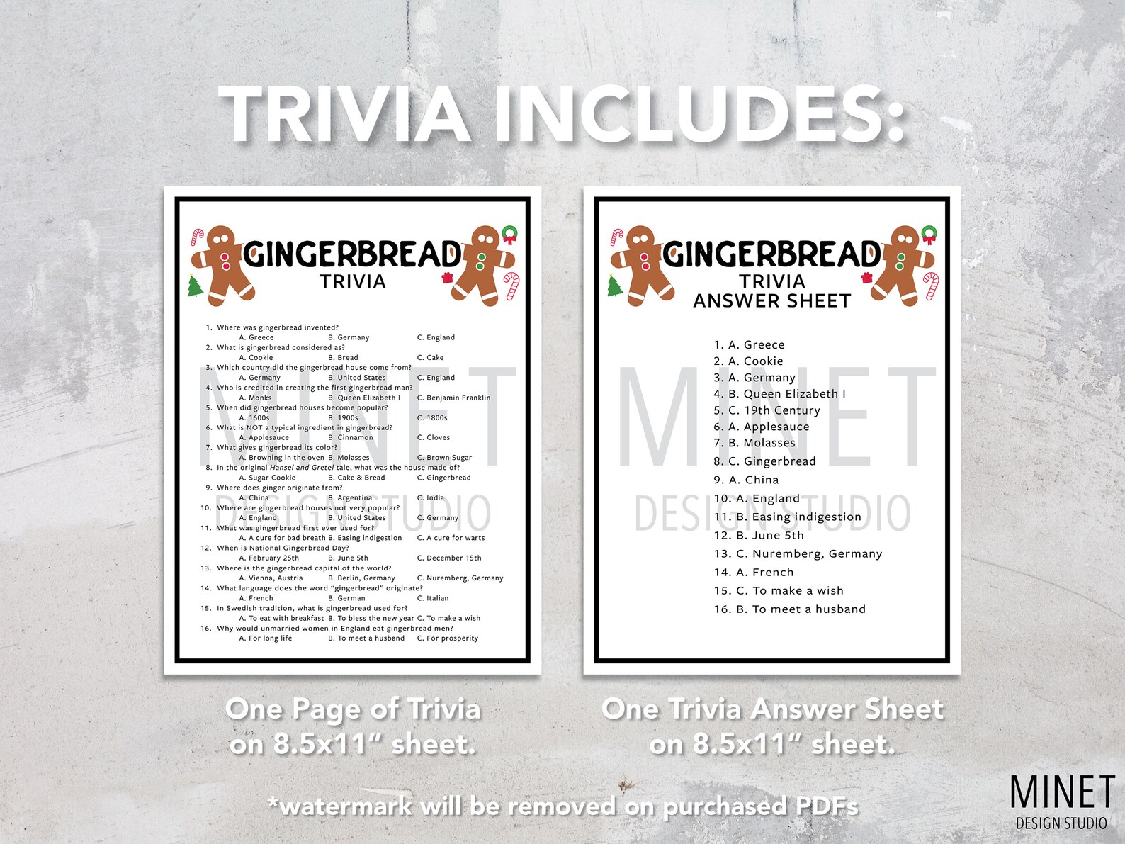 Gingerbread Trivia Game | Printable Holiday Activity (PDF Download) - Etsy