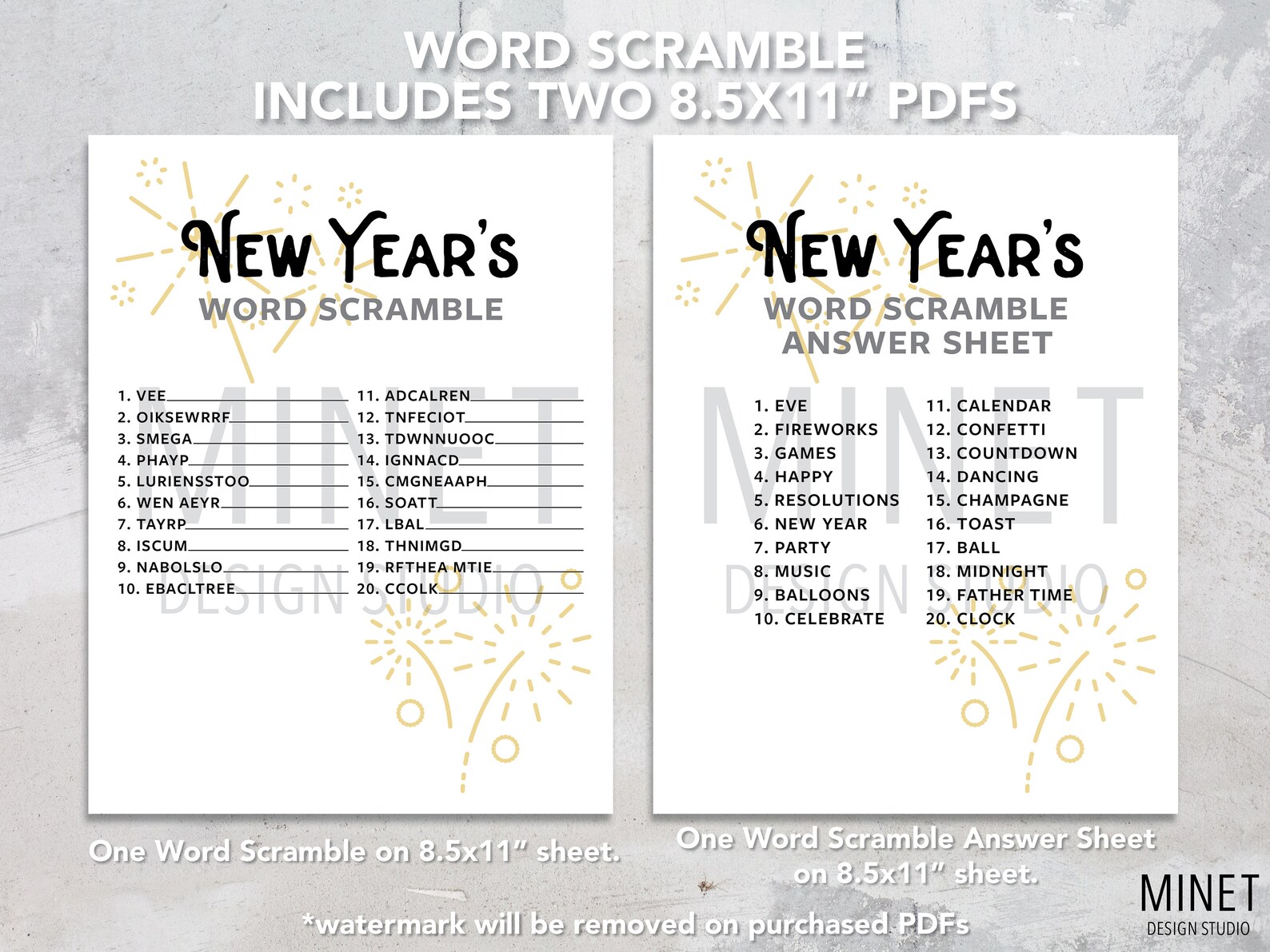 New Year's Word Scramble | New Year's Eve Printable Game | Holiday Word ...