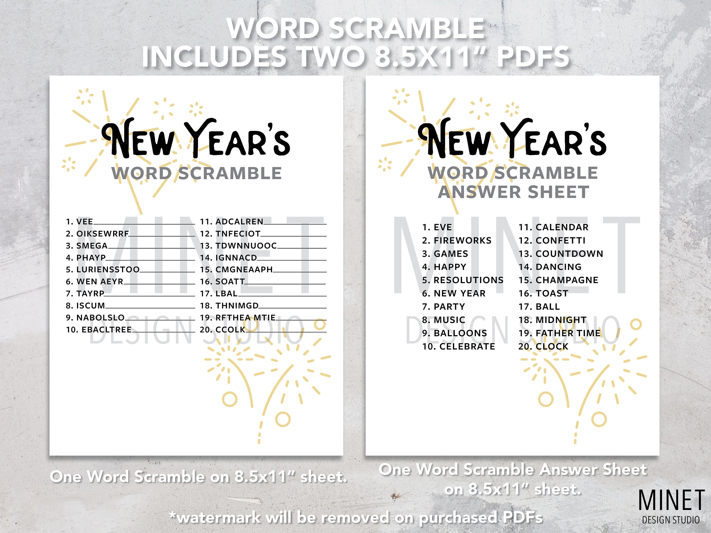 New Year's Word Scramble | New Year's Eve Printable Game | Holiday Word ...