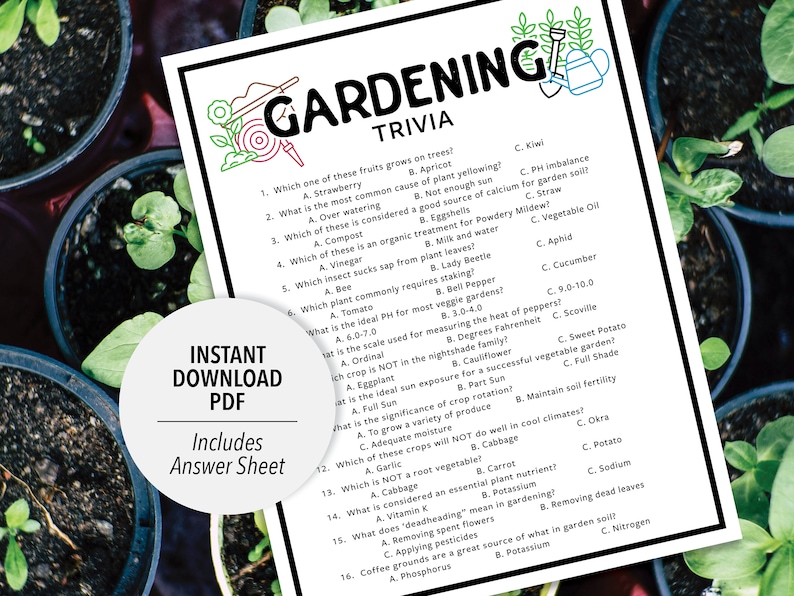 Gardening Trivia | Gardening Trivia Game | Printable Gardening Trivia ...