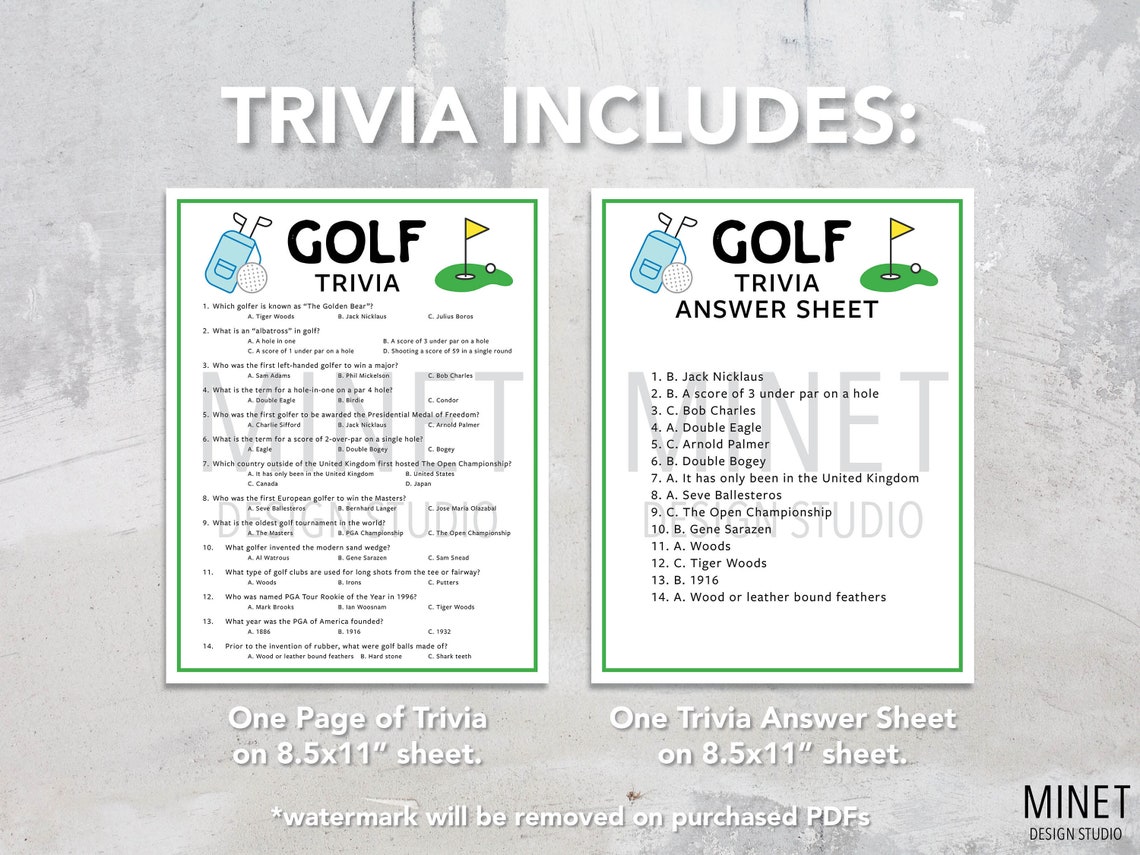 Golf Trivia Printable Golf Trivia Game Golf Trivia Game Sports Trivia ...