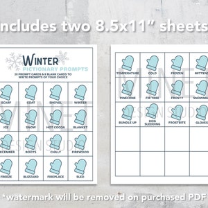 Winter Pictionary Prompts | Winter Printable Activity Game | Printable ...