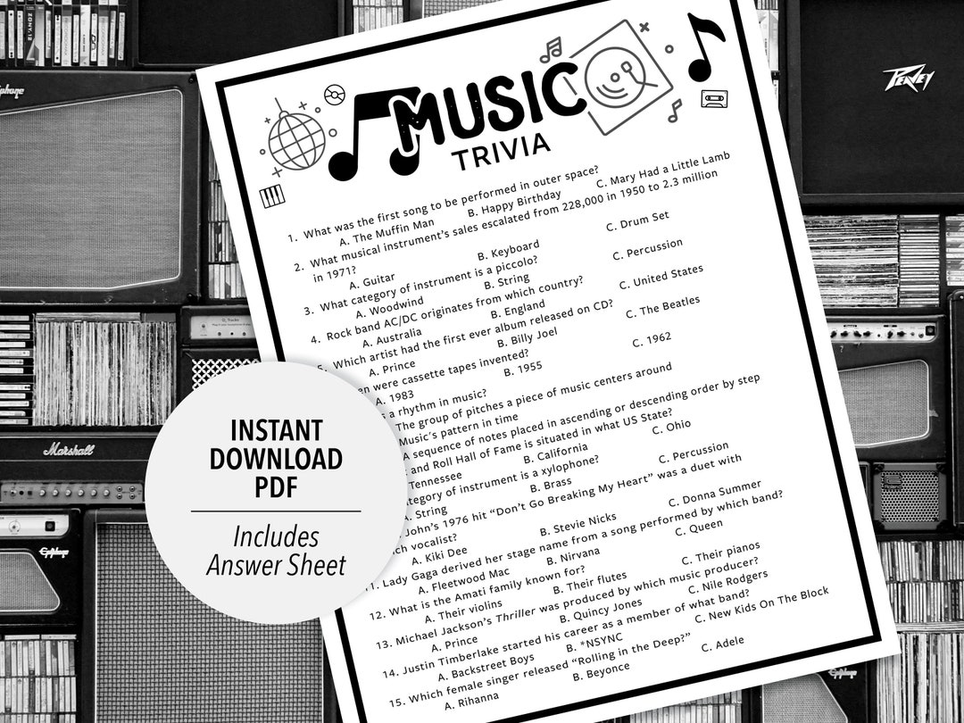 Music Trivia | Music Trivia Game | Printable Music Trivia | Printable ...