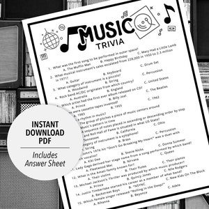 Music Trivia | Music Trivia Game | Printable Music Trivia | Printable ...