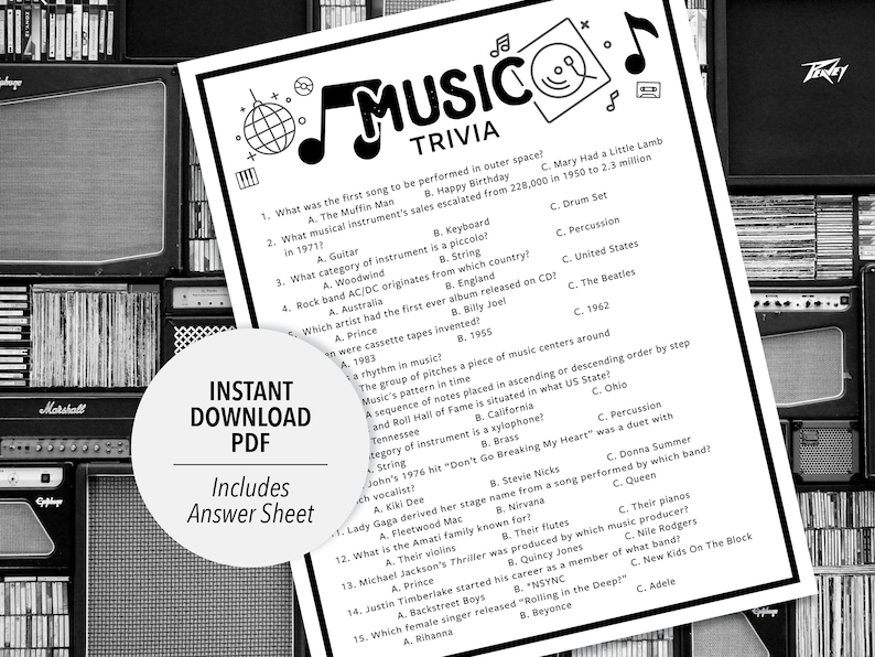 Music Trivia | Music Trivia Game | Printable Music Trivia | Printable ...