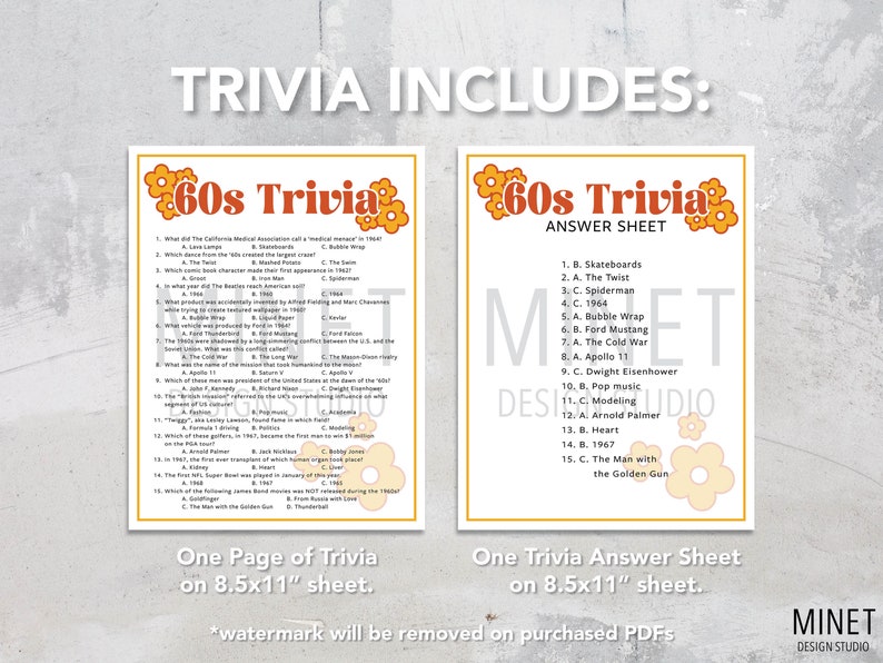 Decades Trivia Bundle Trivia Bundle Decades Trivia Game Printable ...