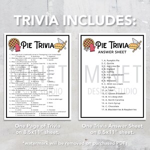 Pie Trivia | Pie Trivia Game | Printable Pie Trivia | Printable Trivia ...