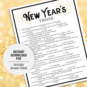 New Year's Trivia | New Year's Eve Printable Trivia Game | Printable ...
