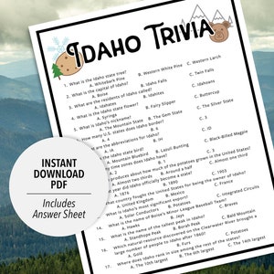 Idaho Trivia | Idaho Trivia Game | Printable Idaho Trivia | Idaho Party ...