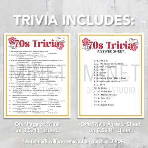70s Trivia 1970s Trivia Game Printable 70s Trivia - Etsy