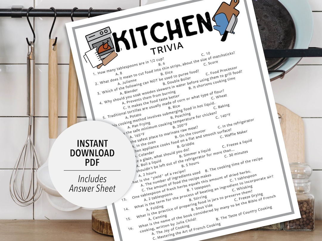 Kitchen Trivia | Kitchen Trivia Game | Printable Kitchen Trivia ...