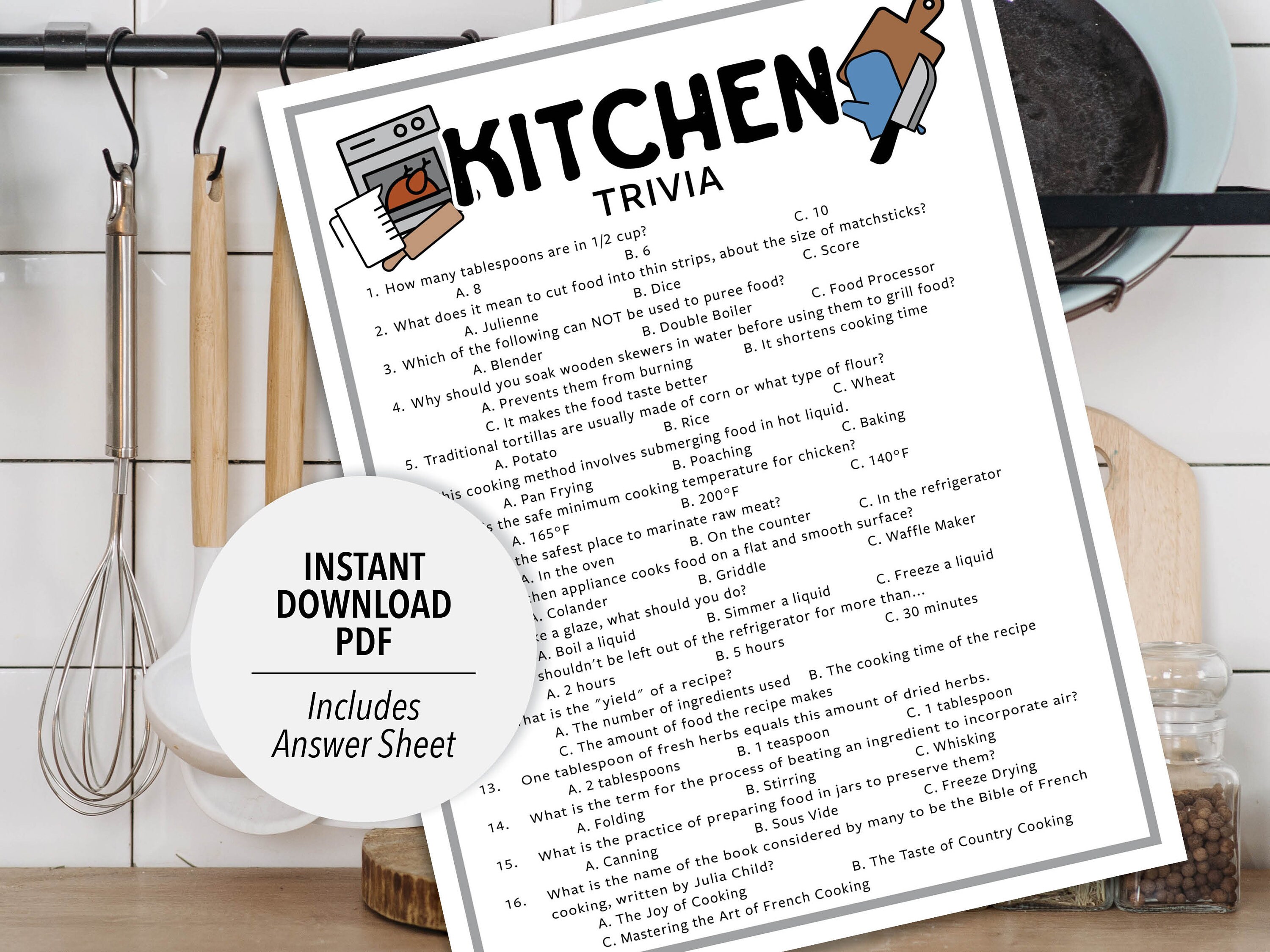 Kitchen Trivia | Kitchen Trivia Game | Printable Kitchen Trivia ...