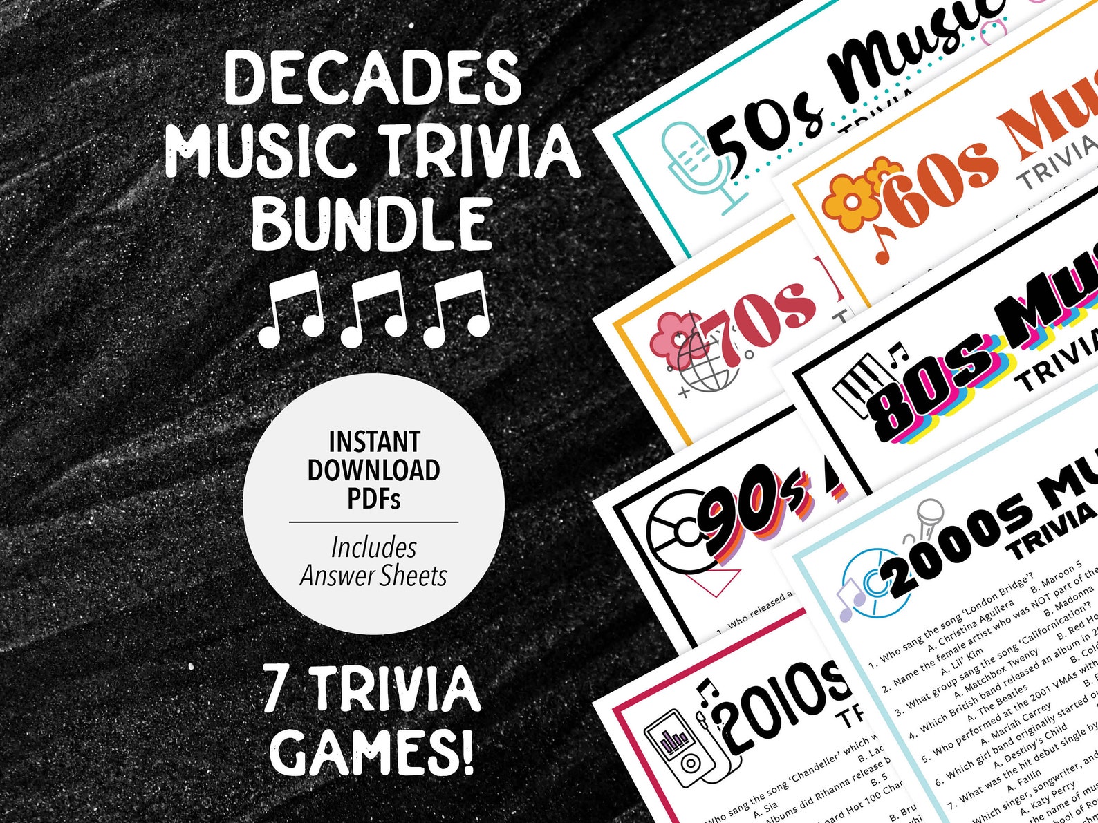 Decades Music Trivia Bundle | Trivia Bundle | Decades Music Trivia Game ...