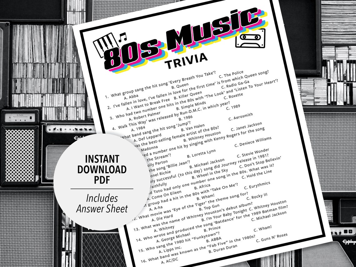 80s Music Trivia | 80s Music Trivia Game | Printable Music Trivia ...
