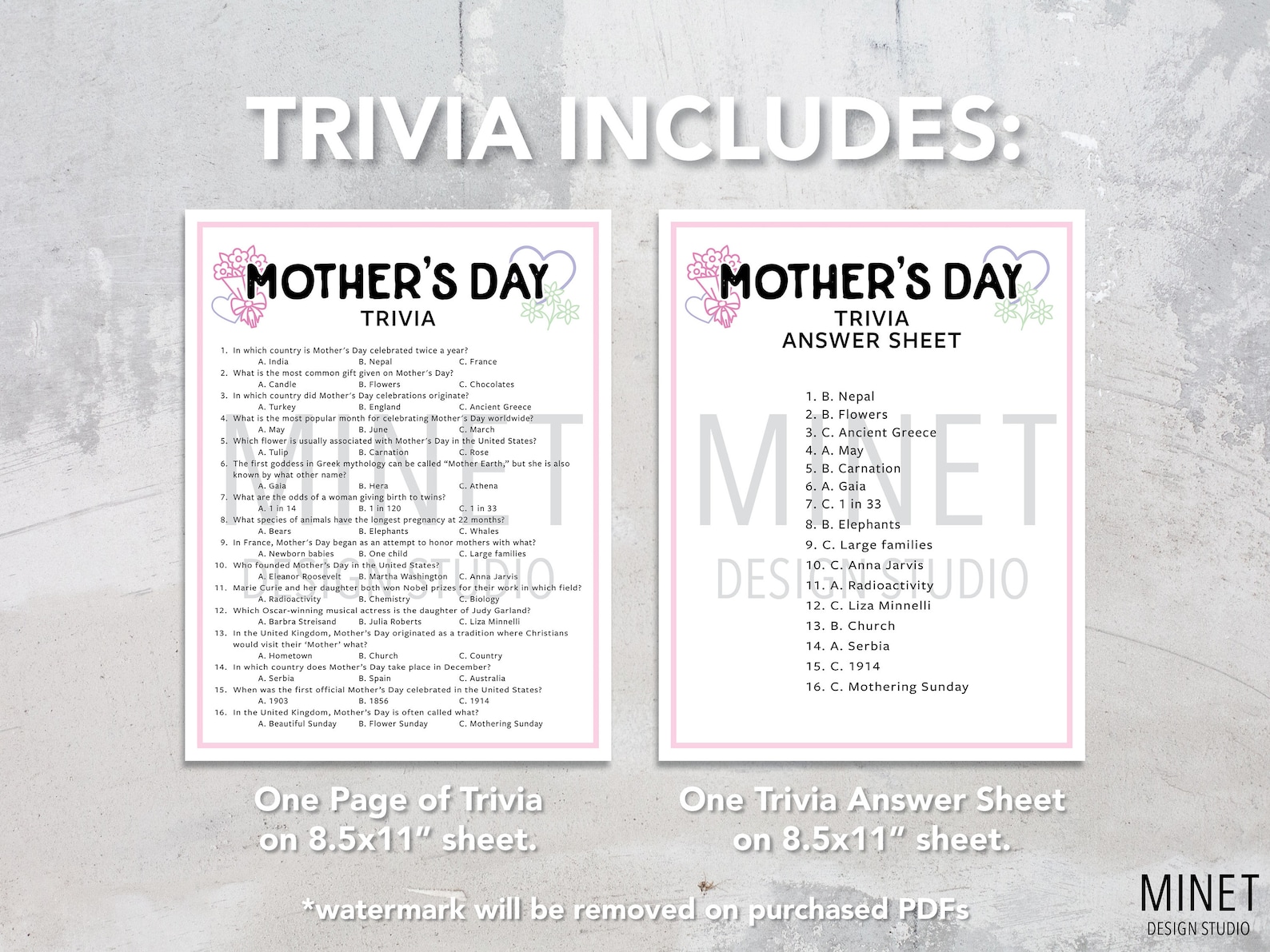 Mother's Day Trivia | Printable Trivia | Printable Mother's Day Trivia ...
