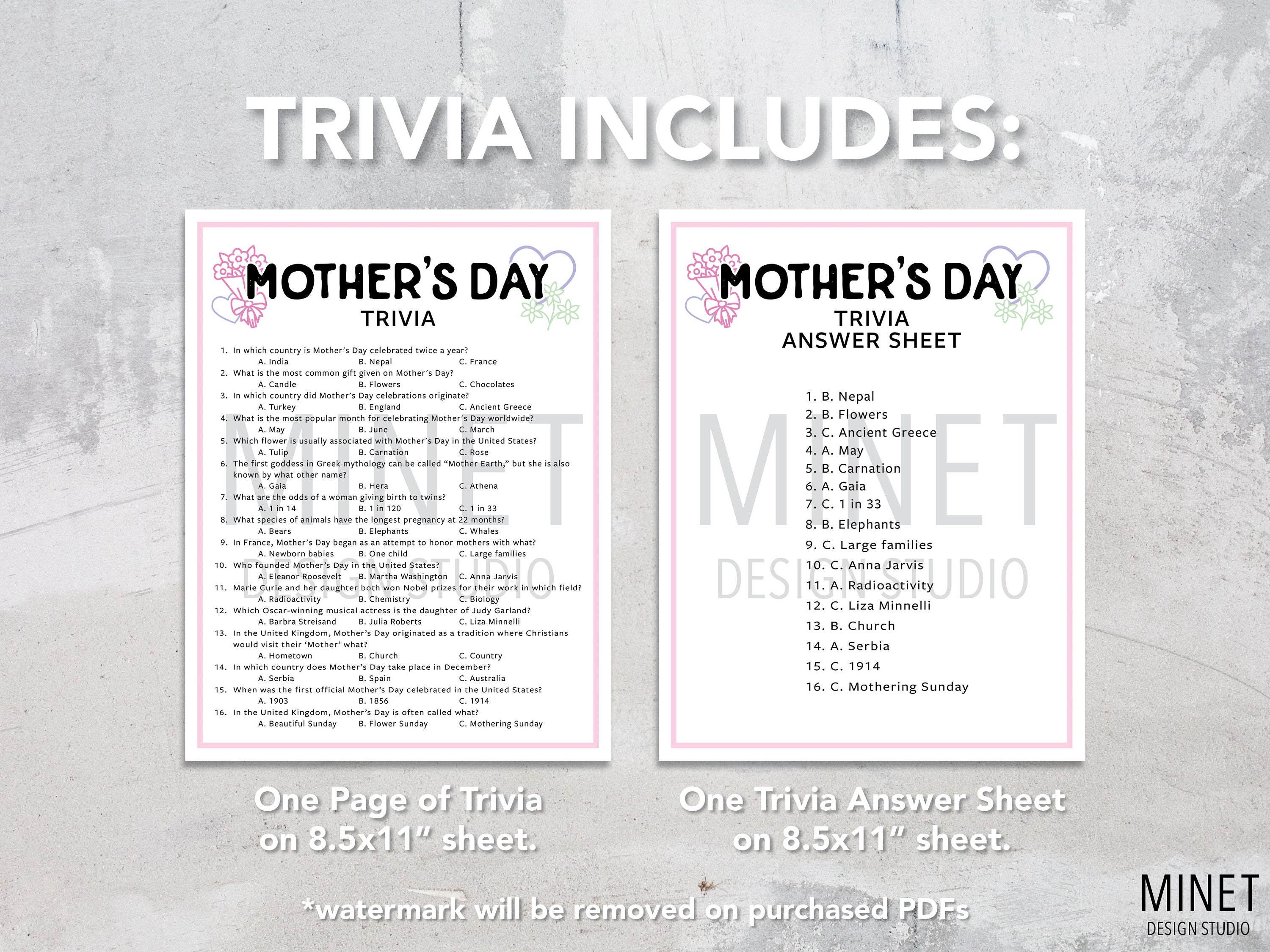 Mother's Day Trivia | Printable Trivia | Printable Mother's Day Trivia ...