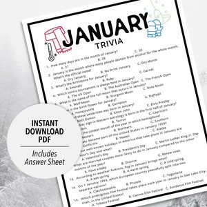 January Trivia | January Trivia Game | Printable January Trivia | Month ...