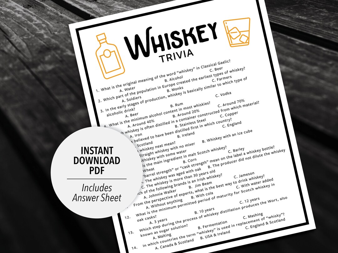 Whiskey Trivia | Whiskey Trivia Game | Printable Whiskey Trivia ...