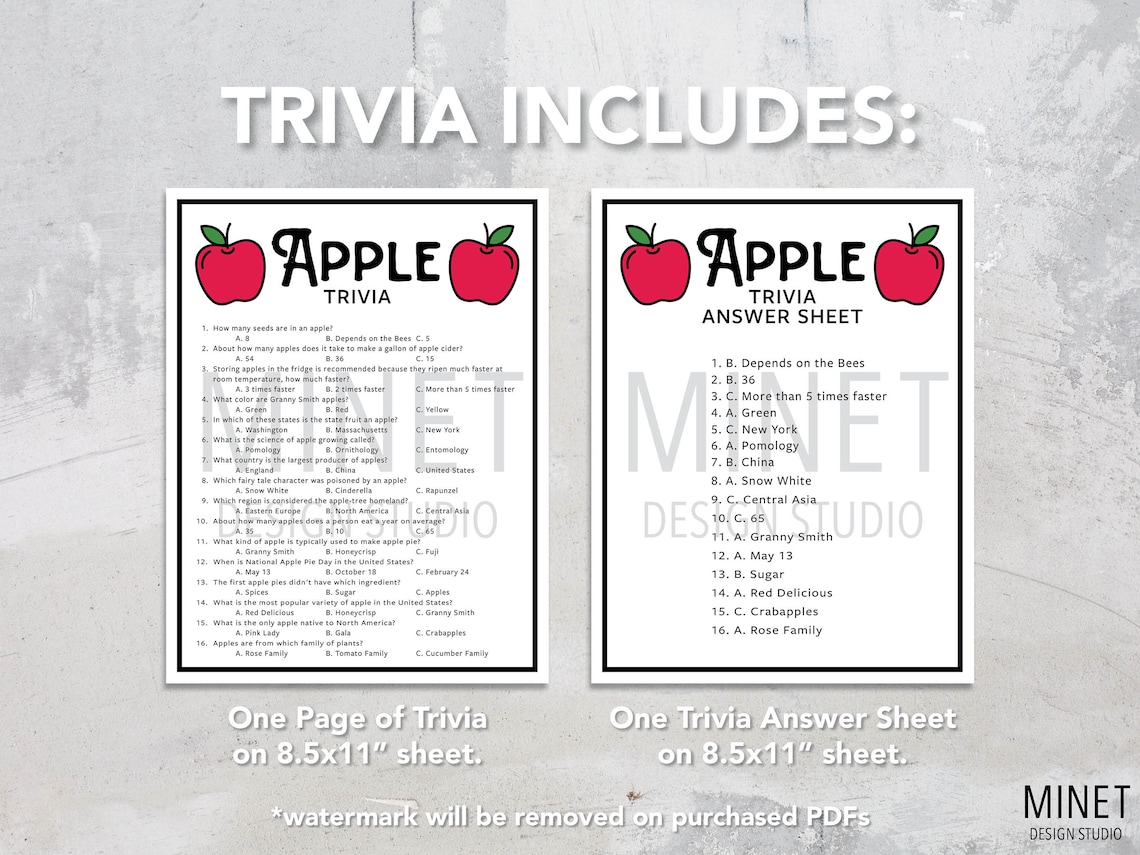 Apple Trivia | Apple Trivia Game | Printable Apple Trivia | Apple Tree ...