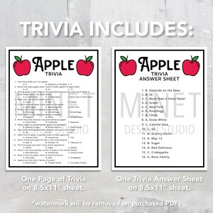 Apple Trivia Game | Printable Fruit Quiz (PDF Download) - Etsy