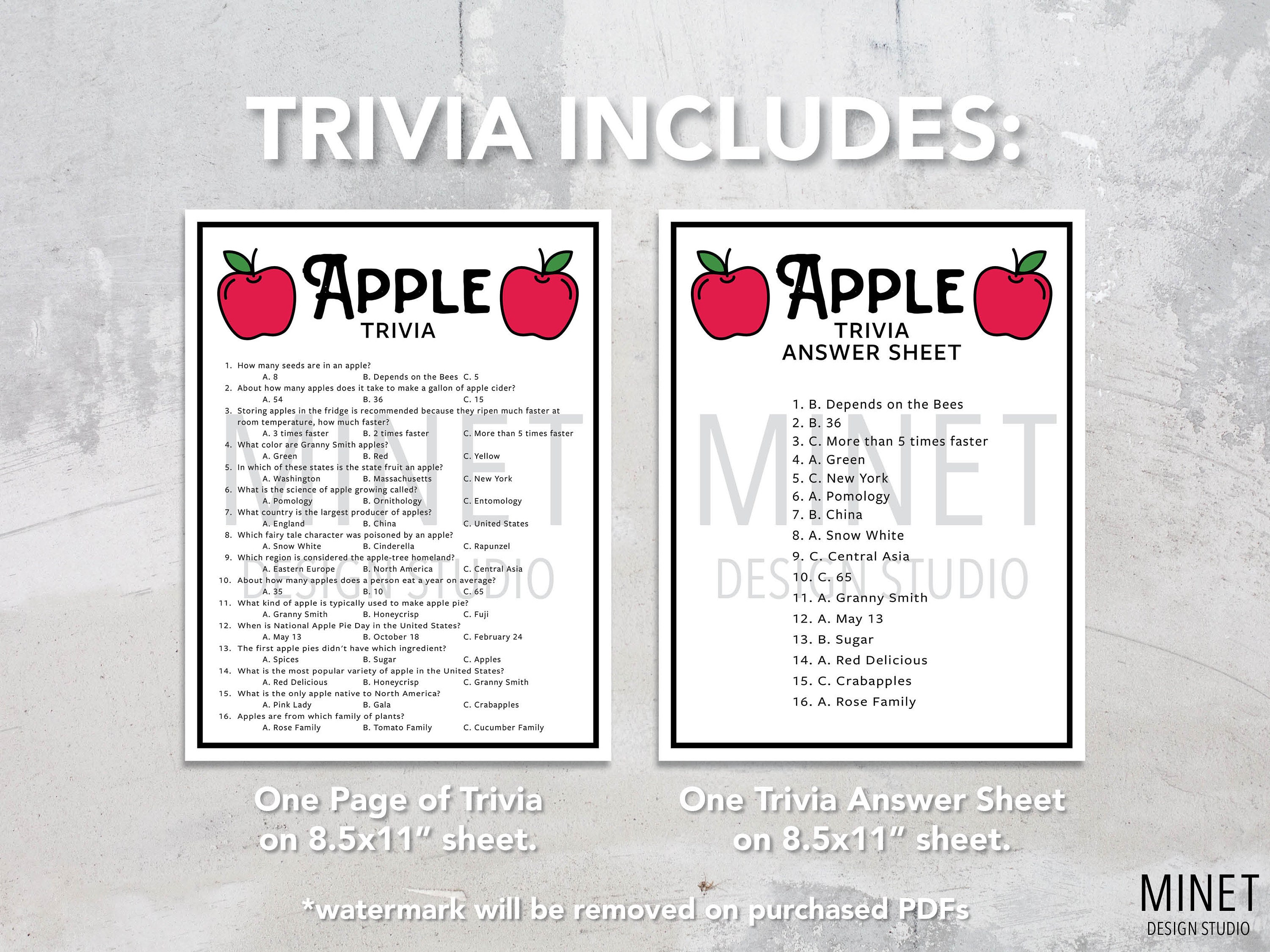 Apple Trivia Game | Fruit Quiz (printable PDF Download) - Etsy