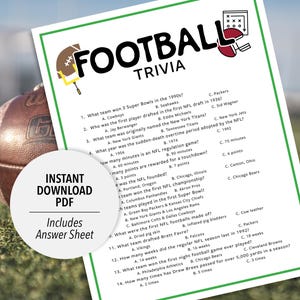 Football Trivia Game | Sports Quiz (printable PDF Download) - Etsy