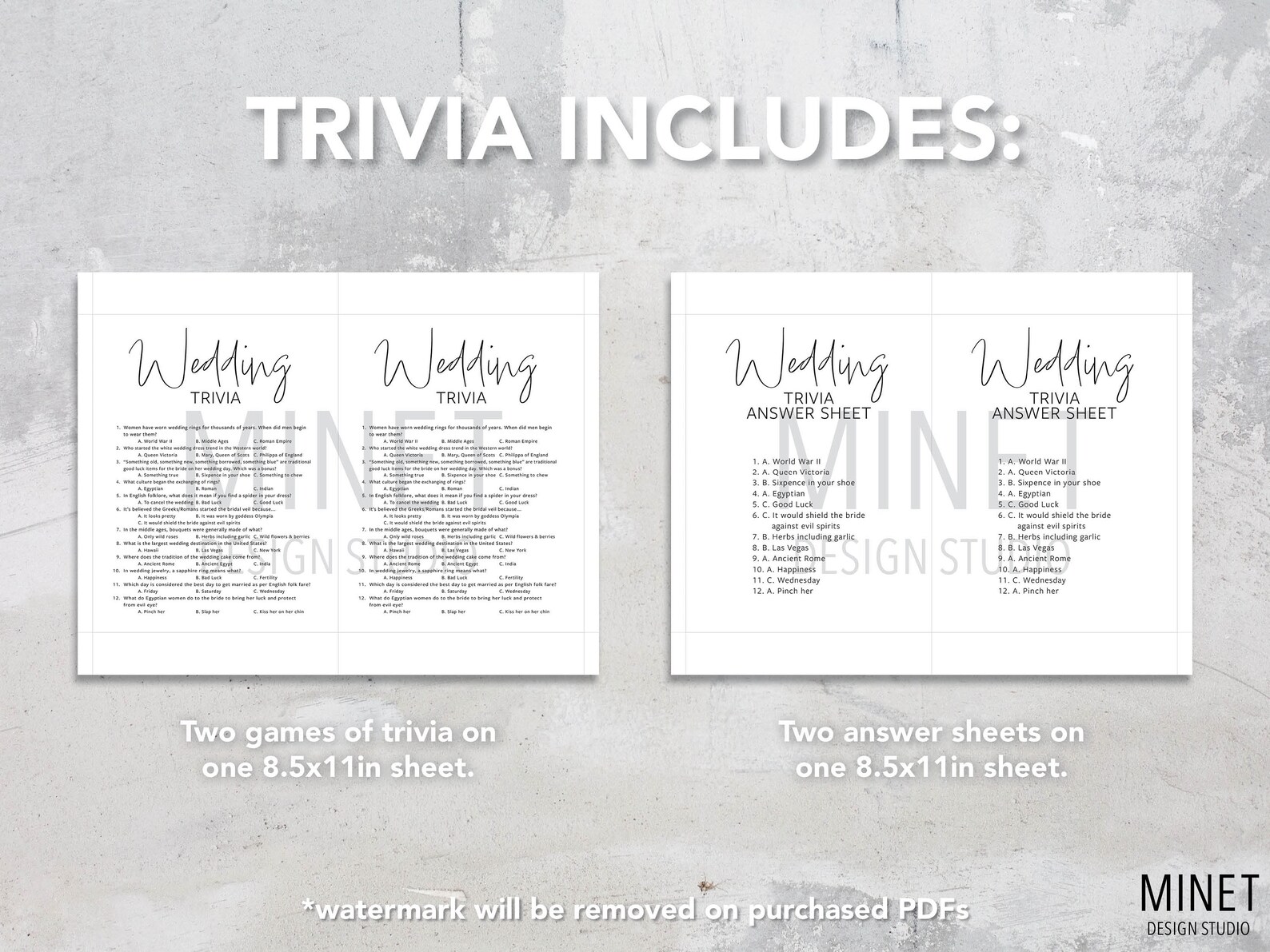 Wedding Trivia Quiz Game | Printable Wedding Trivia | Bridal Shower ...