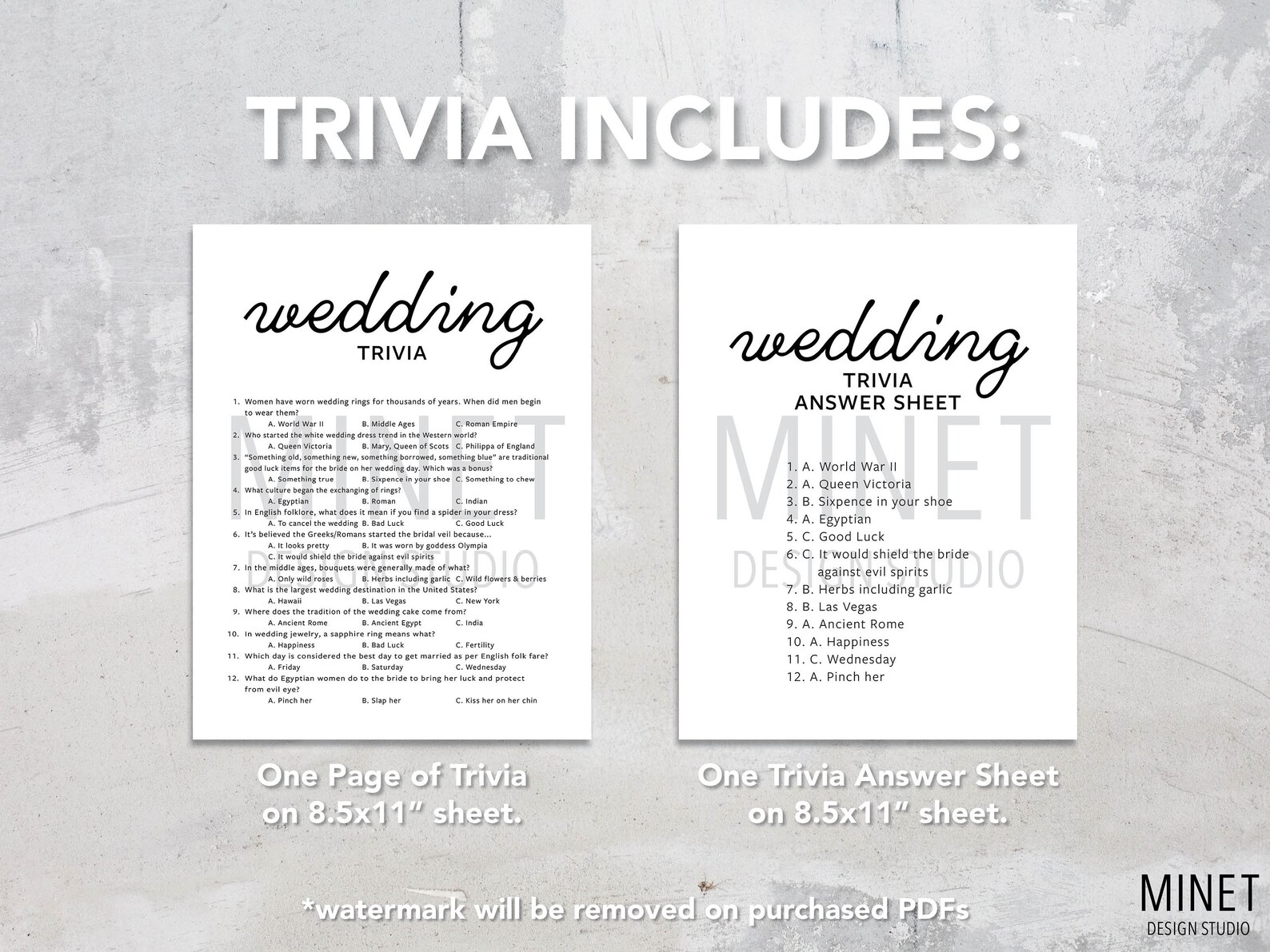 Wedding Trivia Quiz Game | Printable Wedding Trivia | Bridal Shower ...