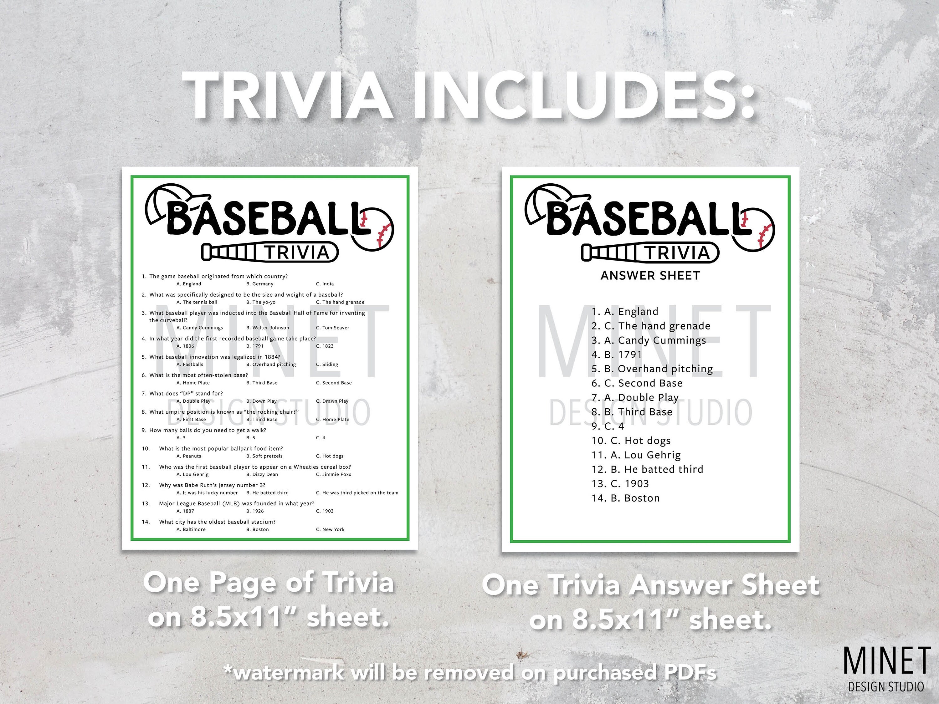 Baseball Trivia Printable Baseball Trivia Game Baseball Trivia Game ...