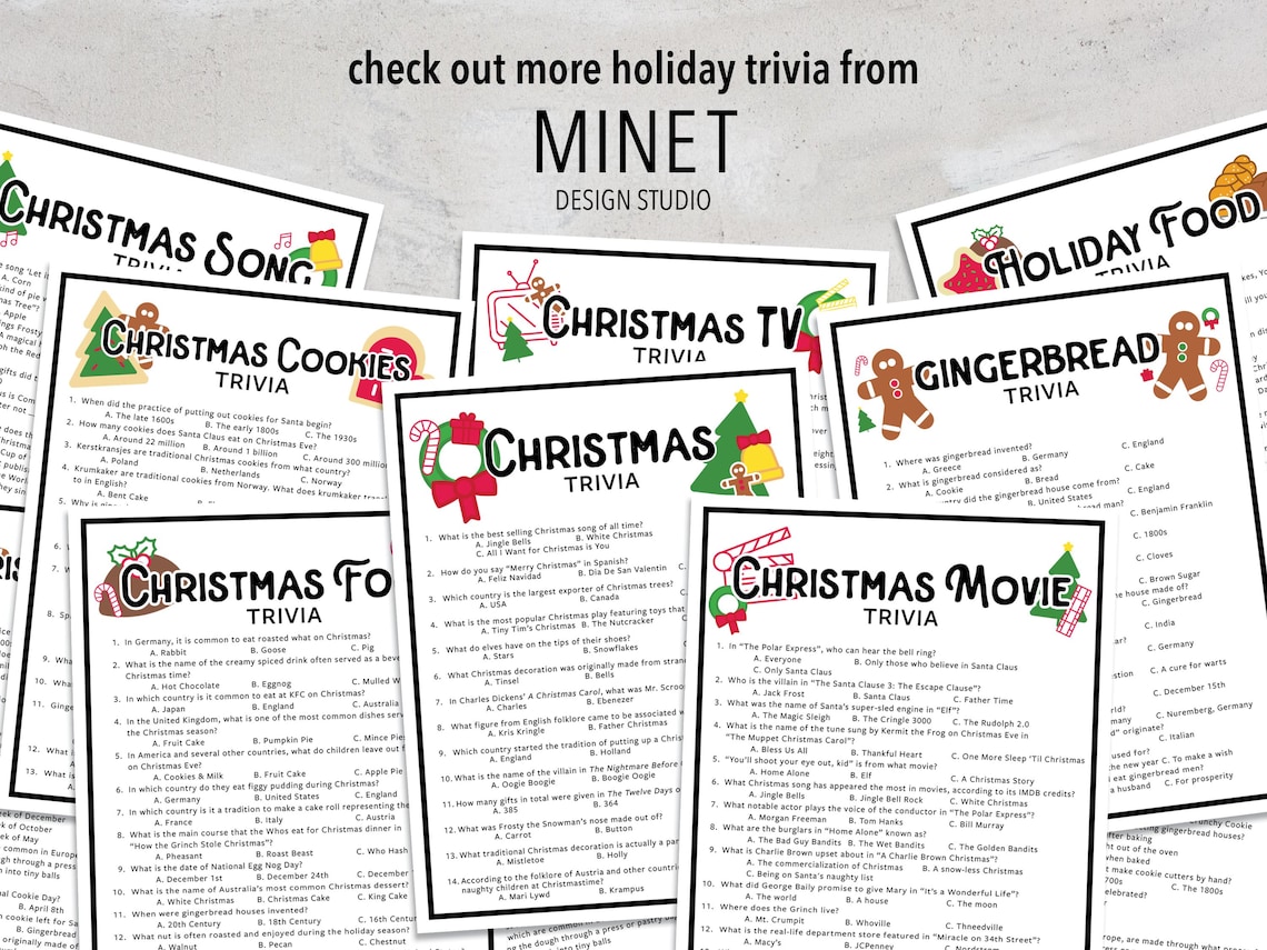 Christmas Food Trivia Game | Christmas Food Printable Trivia | Holiday ...
