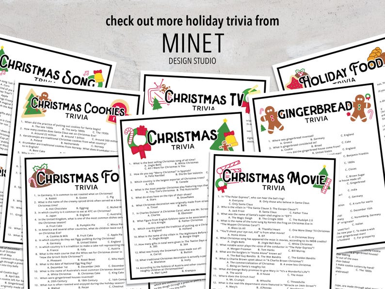 Christmas Food Trivia Game | Christmas Food Printable Trivia | Holiday ...