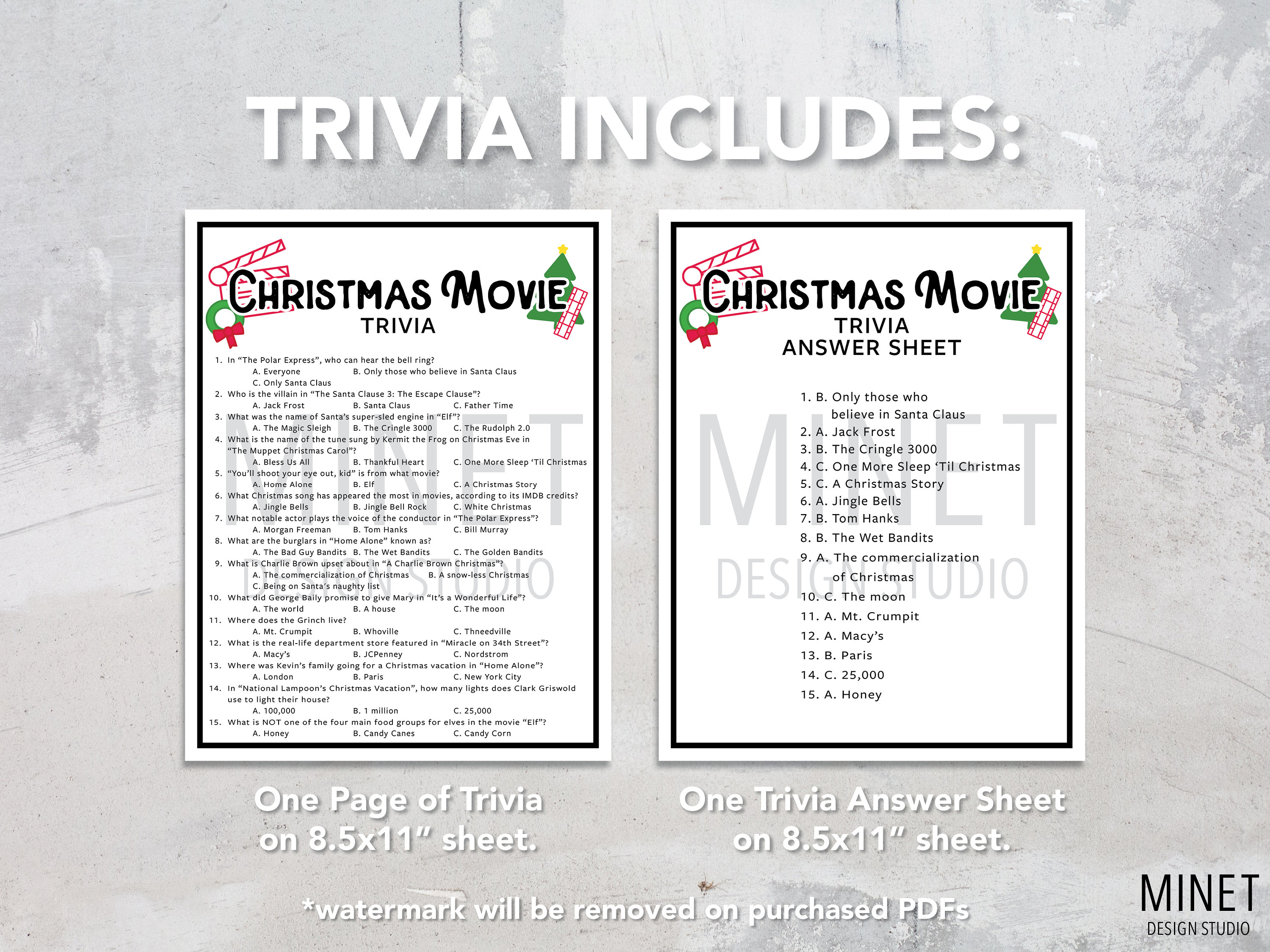 Christmas Movie Trivia Game | Christmas Movie Quiz (printable PDF ...