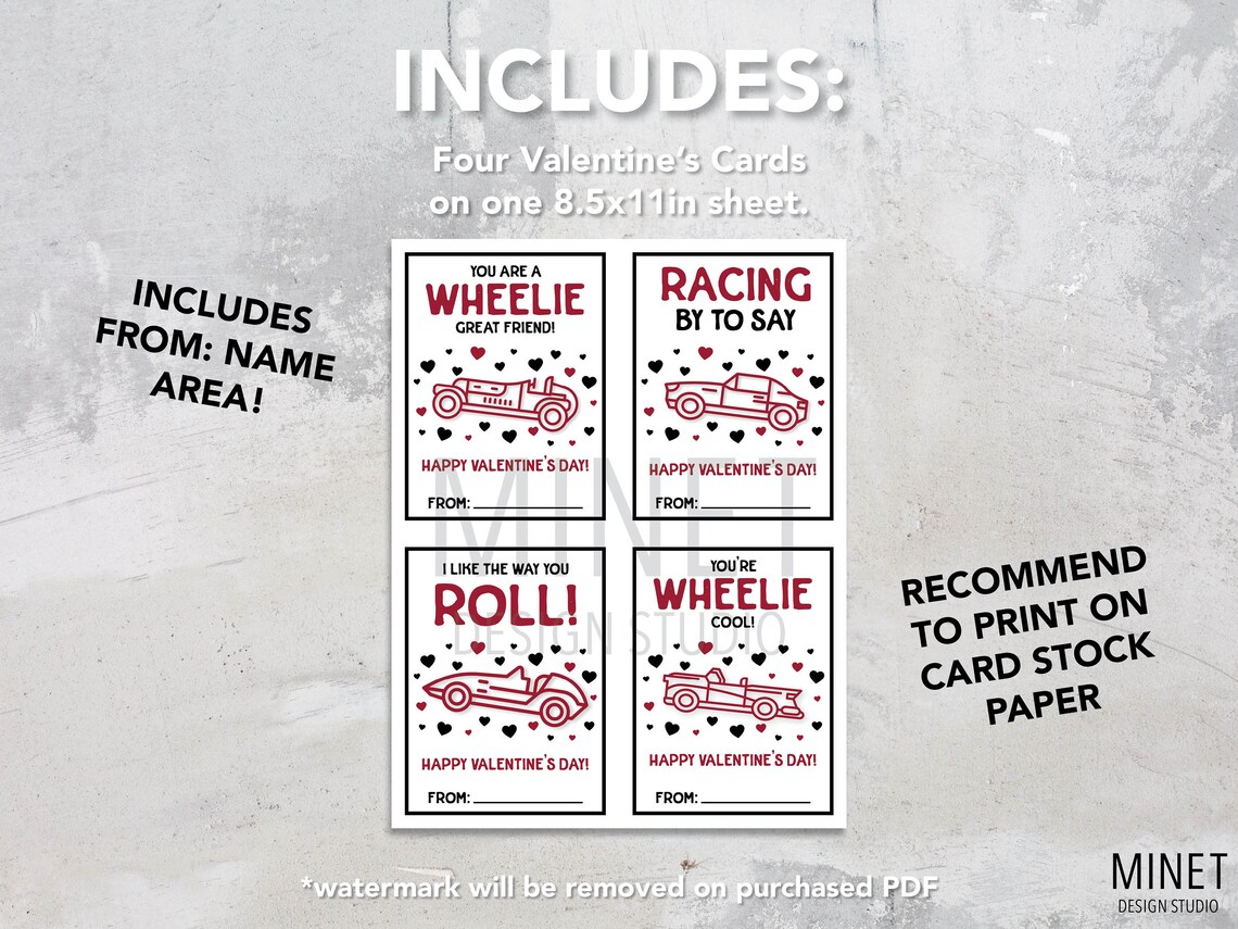 Cars Valentines | Cars Valentine's Day Cards | Printable Kids Classroom ...