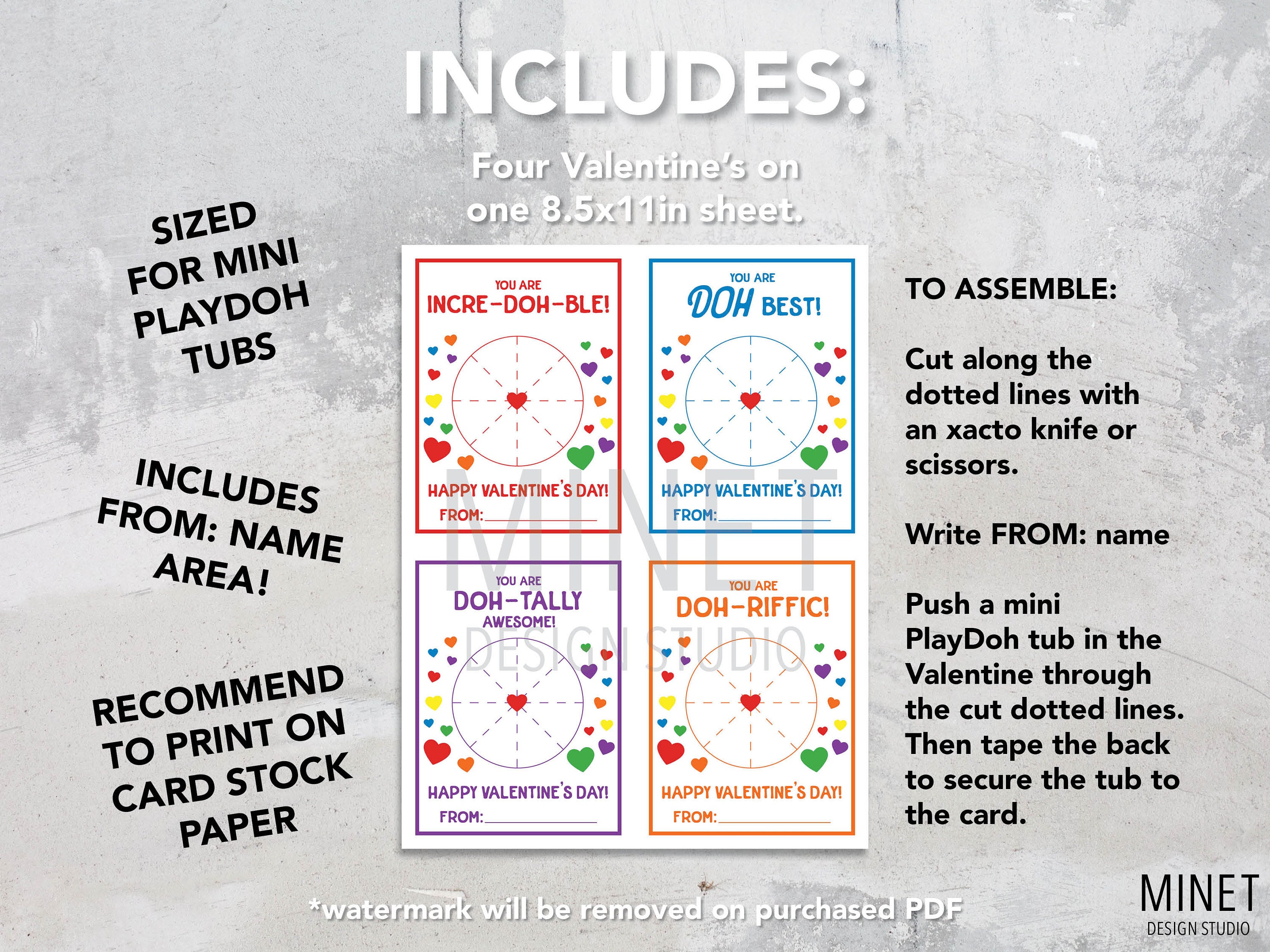 Play Dough Valentines Kids Classroom, Printable Valentine's for Kids ...