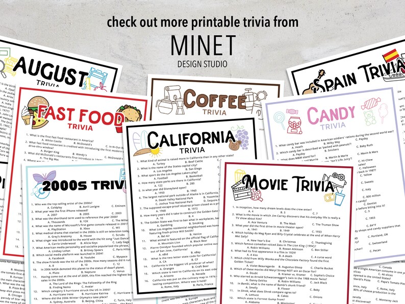 Lunch Trivia | Lunch Trivia Game | Printable Lunch Trivia | Printable ...