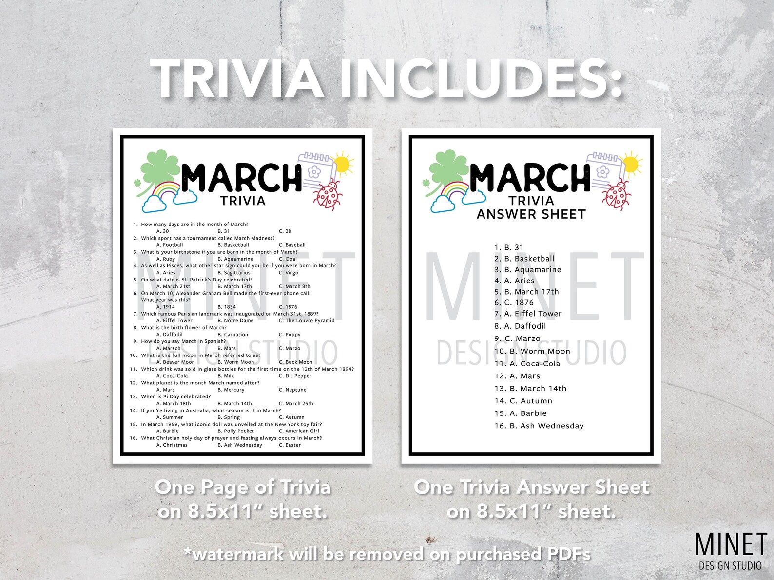 March Trivia | March Trivia Game | Printable March Trivia | Month ...
