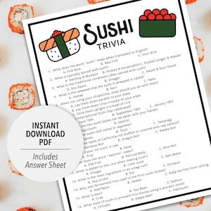 Sushi Trivia Game | Printable Sushi Quiz, Food (PDF Download) - Etsy