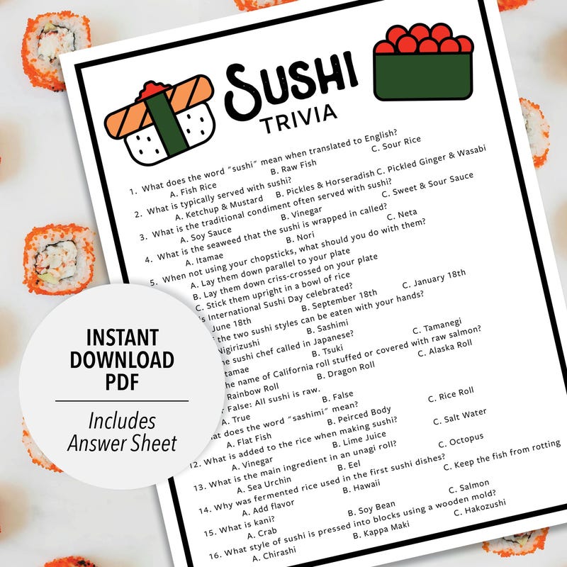 Sushi trivia questions - Etsy.de