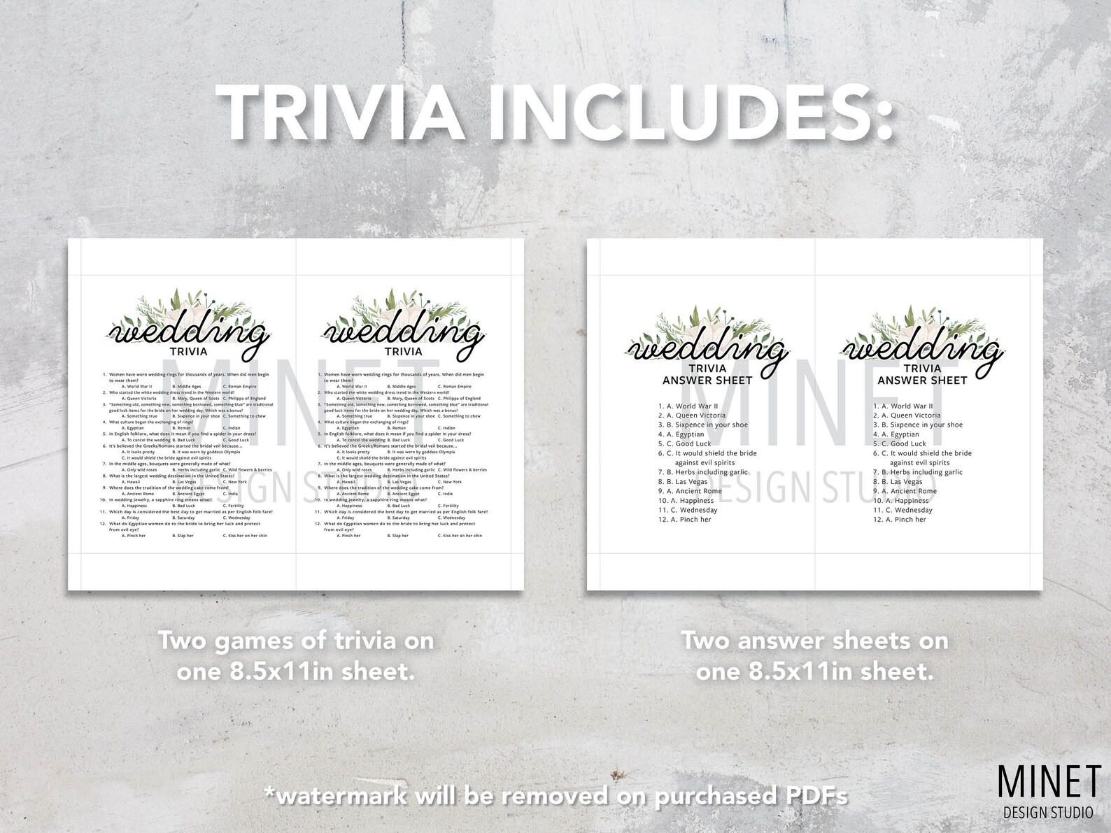 Wedding Trivia Quiz Game | Printable Wedding Trivia | Bridal Shower ...